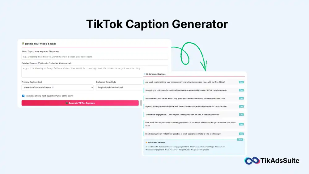 TikTok Caption Generator - TikAdSuite